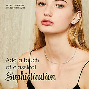 KISPER Silver 8 Sided Snake Chain Necklace –Thin, Dainty, 925 Sterling Silver Jewelry for Women & Men with Lobster Clasp – Made in Italy, 16”