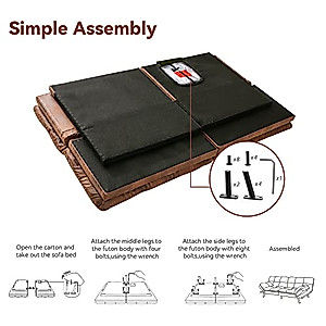 Opoiar, Memory Foam Loveseat, Modern Sleeper Couch Futon Sofa Bed, 71"X33"X31.5", Brown