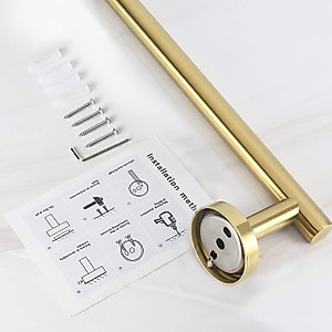 NearMoon Bath Towel Bar, Bath Accessories Thicken Stainless Steel Shower Towel Rack for Bathroom, Towel Holder Wall Mounted (1 Pack, Brushed Gold, 12 Inch)