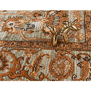 Unique Loom Dorchester Collection Botanical, Border, Traditional Area Rug (4' 5 x 4' 5 Square, Light Green/ Tan)