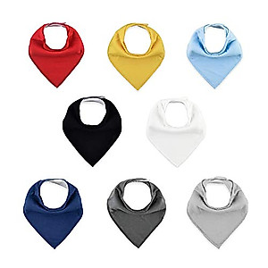 LNGLAT 8-Pack Newborn Baby Bandana Drool Bibs for Boys and Girls with Adjustable Snaps, Organic Cotton Soft and Absorbent, Toddler Unisex Solid Color Bibs for Drooling and Teething