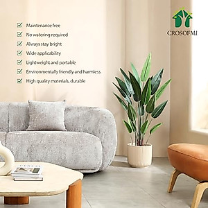 CROSOFMI Artificial Canna Lily Tree 4.6 Feet Fake Tropical Palm Tree with 20 Trunks,Perfect Large Faux Silk Plants in Pot for Indoor Outdoor Home Office Garden Modern Decoration Housewarming Gift