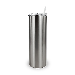 Hogg 20 oz Sublimation Tumblers Clear (24 Units) - Silver, Sublimation Blanks, Bulk Tumblers with Lids and Straws, 20oz Skinny, Blank Cups