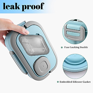 Tinaforld Adults Bento Lunch Box,Salad Container Large 43oz Salad Bowl, Bento-Style Tray for Toppings, 3oz Sauce Container for Dressings, and Built-In Reusable Fork (Blue)