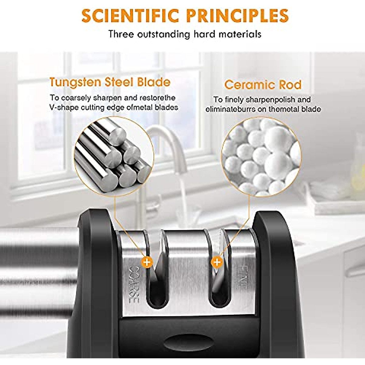 JCHOPE Knife Sharpener - 2-Stage Kitchen Tool