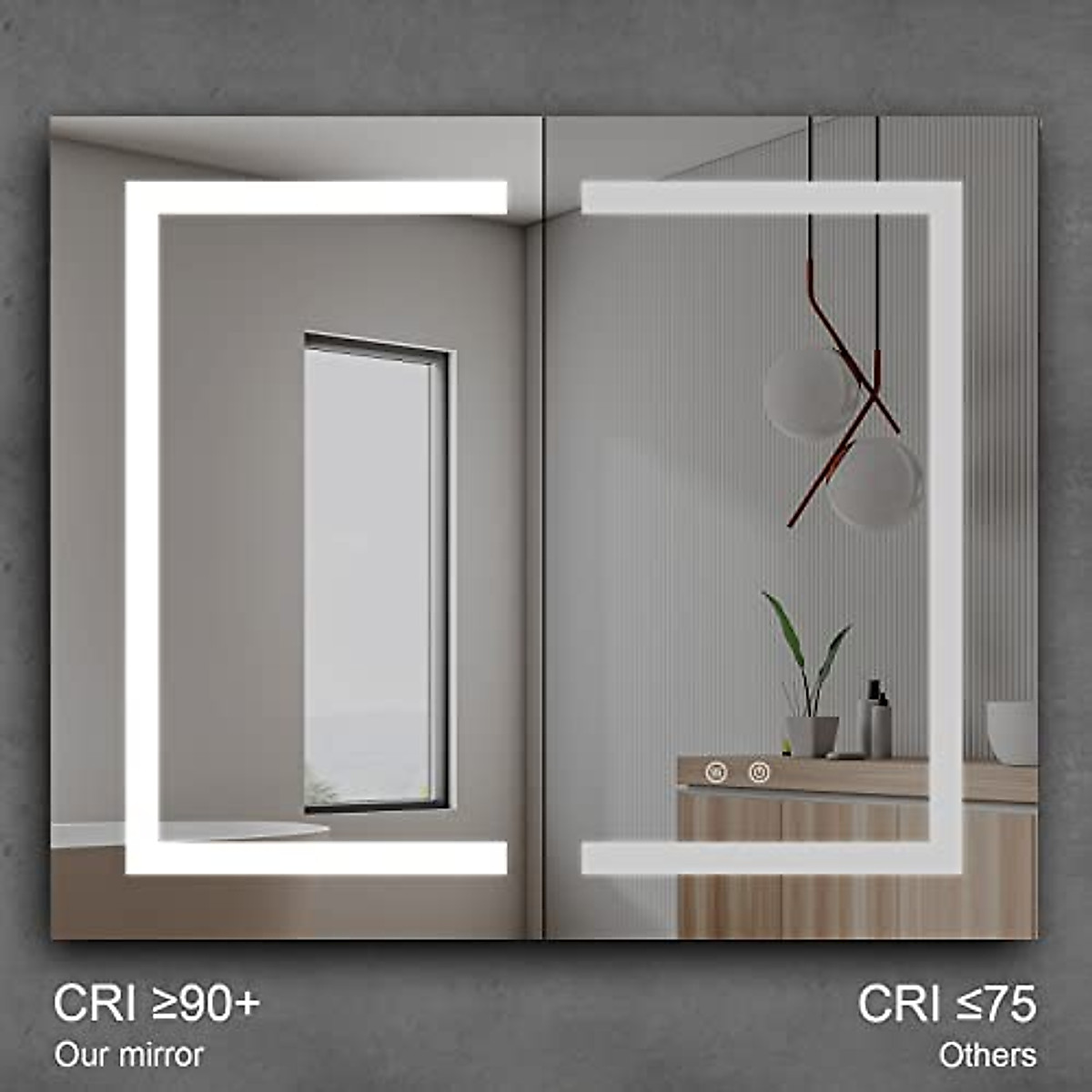 Wemin Smart Home Recessed or Surface 36x30 Inch LED Mirror Medicine Cabinet with Adjustable Color Temp, LED Lighted Medicine Cabinet w/Defogger, Light Color Dimmer(2700-6500K), Outlets & USB (36 x 30)