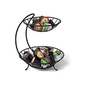 Spectrum Diversified Yumi Arched 2-Tier Server Stacked Bowls, Dining Table & Kitchen Counter Organizer, Modern Fruit Basket Stand, Black