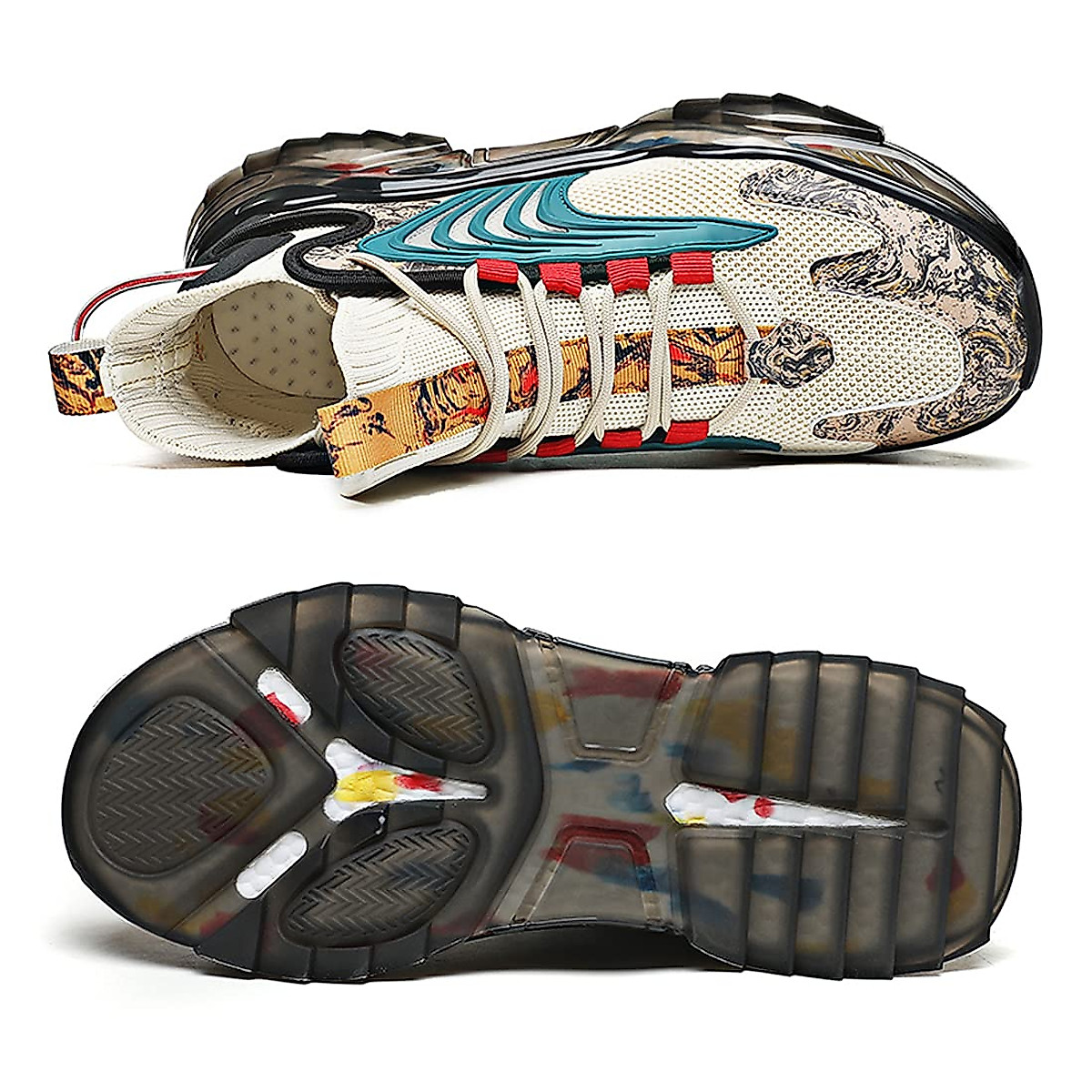 GSIGUL Mens Running Shoes Sports Athletic Fashion Sneakers Lightweight Breathable Mesh Tennis Walking Shoes Beige Size 8.5