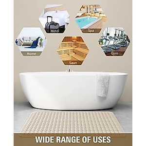 Yolife Extra Large TPE Shower Mat, 47.2" L x 31.5" W Anti Slip Bath Mat with Drain Holes and Suction Cups, Large Size Mat More Suitable for Shower Stall, No Odor, Heavy Mat