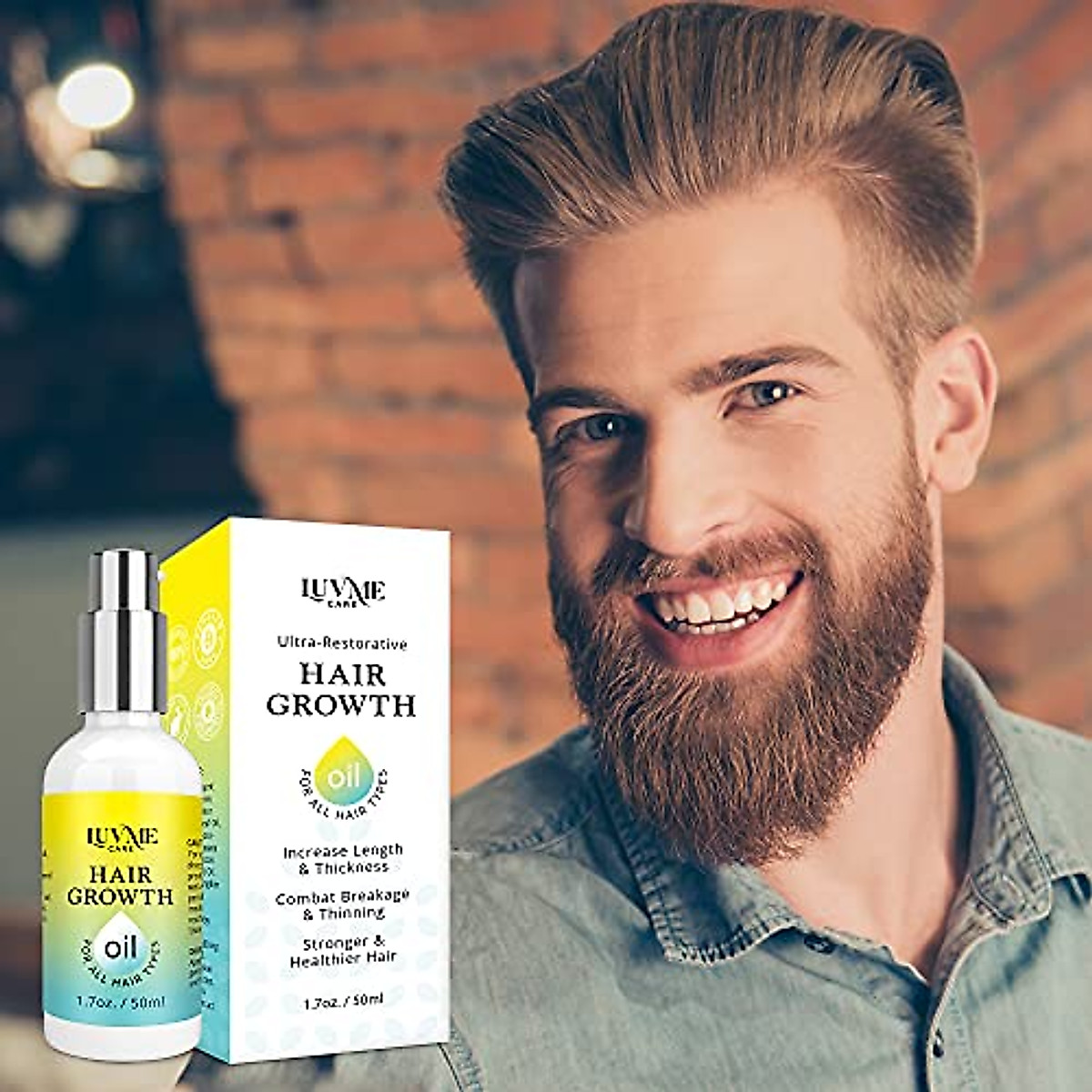 Luv Me Care Hair Growth Oil with Biotin and Castor oil 2 Pack - Biotin hair growth serum for Stronger, Thicker, Longer Hair 1.7 oz