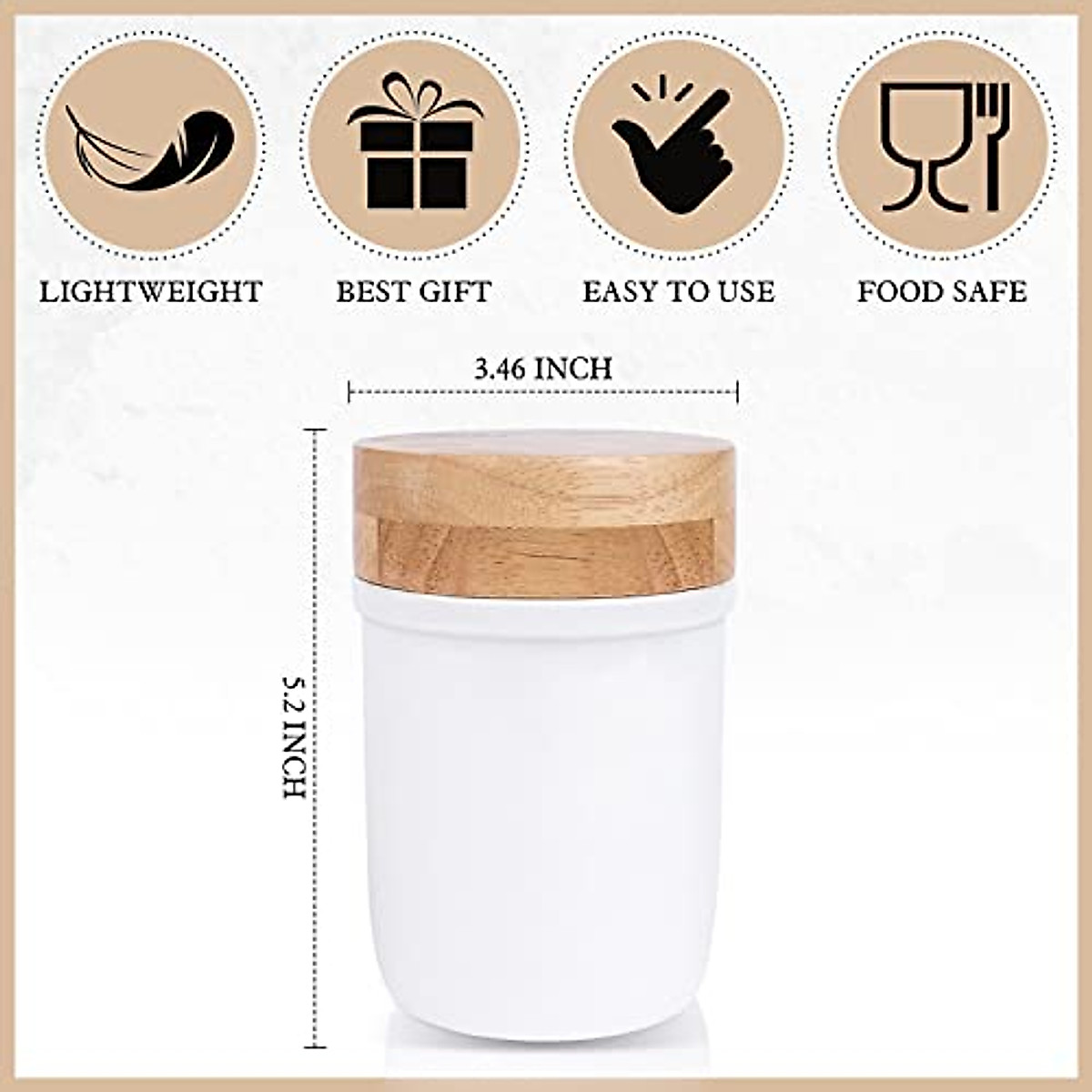 French Butter Crock for Countertop - Farmhouse Style Ceramic Butter Keeper w/Wooden Lid - White French Butter Dish with Water for Fresh & Spreadable Butter