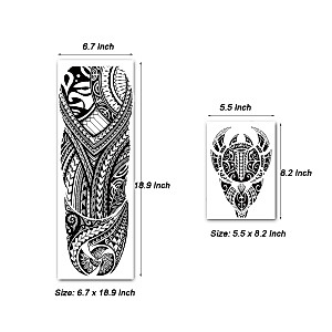 Kotbs 15 Sheets Tribal Totem Tempoary Tattoo Sleeves for Men Women, 5 Sheets Full Arm Tattoo Sleeve and 10 Sheets Half Arm Tattoo Stickers, Waterproof Large Fake Tattoos Body Art Temporary Tattoo