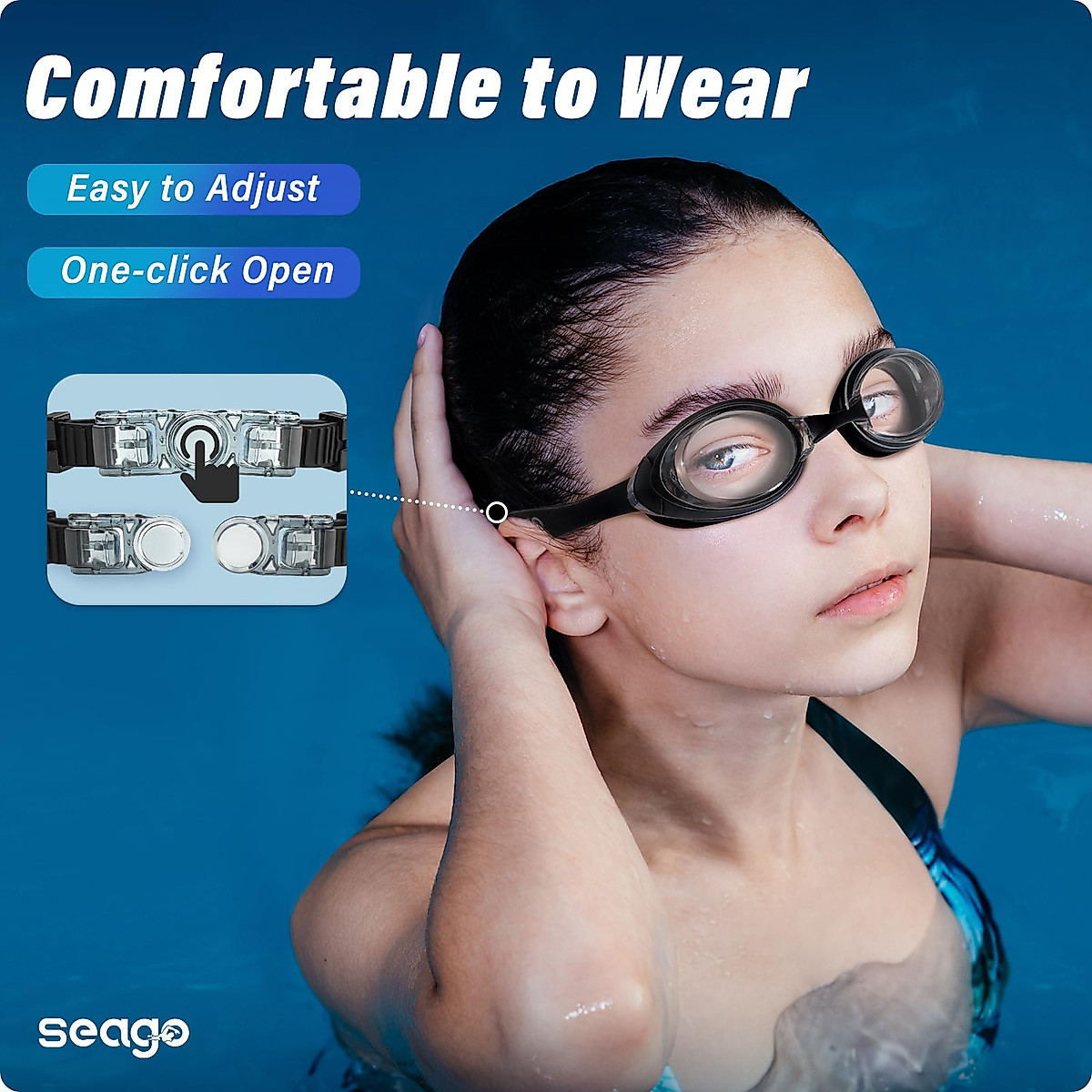 Swimming Goggles 2 Pack Swim Goggles Anti Fog Goggles Adult Swimming UV Protection Fit for Adult Men Women Youth Junior, No Leaking Soft Silicone Seal Flat Lens Clear Vision, 3 Sizes of Nose Bridge