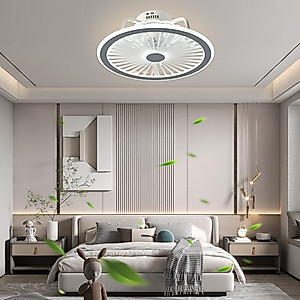 CHANFOK Ceiling Fan With Light Remote Control,Flush Mount Low Profile Ceiling Fan With Light Dimmable 6 Speed - Work with Alexa/Google Home