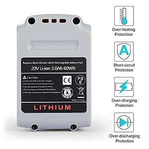 orstaimer 2Packs 3.0Ah 20v Compatible with Black and Decker 20V Lithium Battery LB20 LBX20 LBXR2020-OPE LBXR20B-2 LB2X4020 LST220 Battery