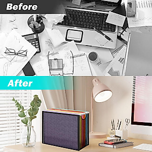 Sinboun Hanging File Organizer Letter-Size File Holder Filing Storage Box - Metal Mesh Magazine Book Letter Storage Cabinets File Cart for Office Home School, Easy Installation
