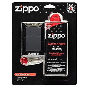 Zippo All-in-One Kit with Black Matte Windproof Lighter