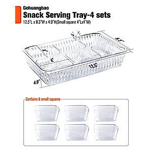 Gehuangbao Food container acrylic Serving Tray,Large Platter with Lid 24 Removable Bowls,Condiments Appetizers Snacks Nuts Platter,Perfect for Party Wedding Family (4 Sets)