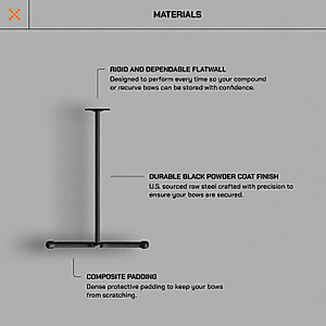 Hold Up Displays Bow Hanger, Compound Bow Wall Mount, Safely Stores and Vertically Displays Two Bows, Made in USA