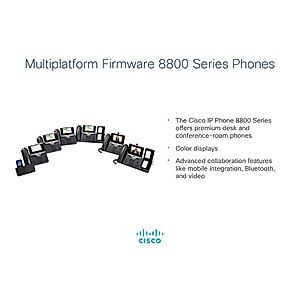Cisco IP Phone 8851 with Multi-Platform Phone Firmware, 5-inch VGA Backlit Color Display, Gigabit Ethernet Switch, Class 2 PoE, USB Port (CP-8851-3PW-NA-K9=)