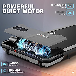 FUNMILY Walking Pad Treadmill with Incline, Under Desk Treadmill 300 lb Capacity, 2.5HP Portable Treadmills for Home Office, 3 in 1 Walking Jogging Running Machine with Shock Absorption, LED Display