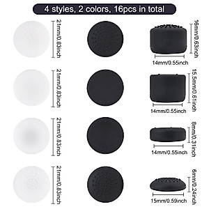 OLYCRAFT 16Pcs Thumb Grips Joystick Cap Analog Stick Cover Silicone Analog Controller Gamepad Raised Antislip Thumb Stick Grips for PS5 PS4 Xbox360 Controller - Black & White