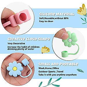 4Pcs Straw Covers Cap, Monkle Stanley Straw Topper Silicone Reusable Dust-Proof Straw Tips 8-10mm for Drinking Straws Plug Straw Caps