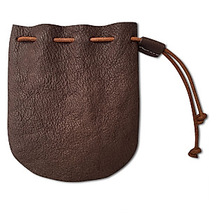 Fantastic Workmanship Genuine Leather Drawstring Coin Purse (Coffee)