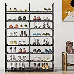 SUOERNUO Shoe Rack Storage Organizer 8 Tier Metal Tall Free Standing Shelf for Closet Entryway Bedroom,Black