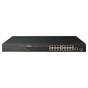 Lorex 16 Port PoE+ Switch for IP Security Camera Systems, Power Over Ethernet Switch for High Speed Transmission, Adds 16 Channels to Existing NVR, 220W Total Power, 1 Gigabit