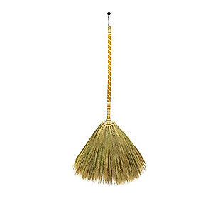 Asian Straw Broom Thai for Cleaning Floor,Housewarming Gift,Thai Vintage Retro Grass Broom Stick, Hardwood Sweeper with Brush Power and Circle Cleaning ( Length 40 inch )