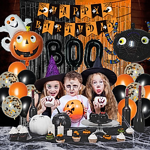 Halloween Birthday Party Decorations Halloween Birthday Banner Halloween Theme Happy Birthday Halloween Decorations Black and Orange Happy Birthday Halloween Banner