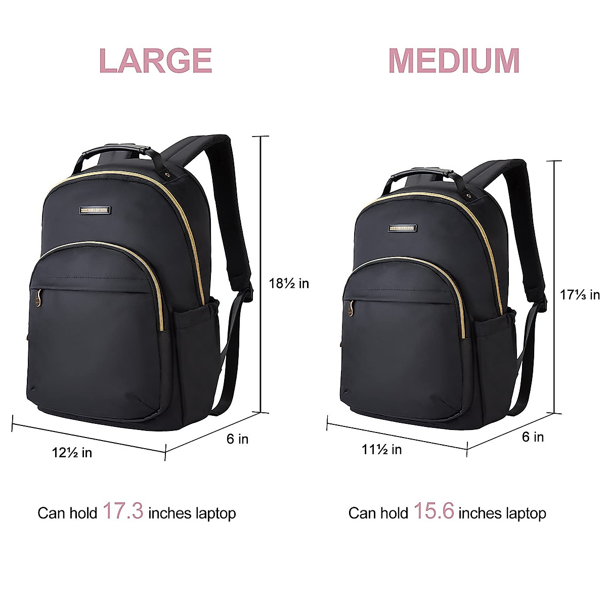 LIGHT FLIGHT Laptop Backpack, Travel Backpack for Women,Stylish Laptop Bag 15.6 Inch,Work Computer Bag with Charger Slot,Bookbag for Work School College Business Trip,Black,Nylon