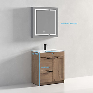 All Wood Freestanding Bathroom Vanity with Topmount Sink (Classic Oak, 30" w/Ceramic Sink)