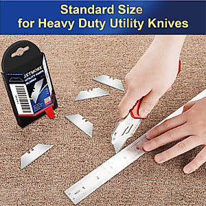 JETMORE 100 Pack Utility Knife Blades, Box Cutter Blades with Dispenser, SK5 High Carbon Steel Heavy Duty Utility Knife Replacement Blades, Standard Size Sharp Blades for Most Box Cutter