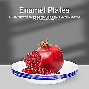 Hemoton 4Pcs Vintage Enamel Plate Fruit Plate Enamel Fruit Platter Vintage Salad Plate Enamel Washing Platter Vintage Enamel Trays Enamelware Serving Platter (14cm/ 5.5inch)