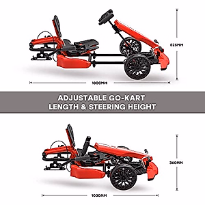 HYPER GOGO Electric Hoverboard and Gokart Bundle,8.5 inch Hoverboard Go Kart Attachment,Adjustable Length and Height,Outdoor Pedal Drift Kart for Kids and Adults (Red)