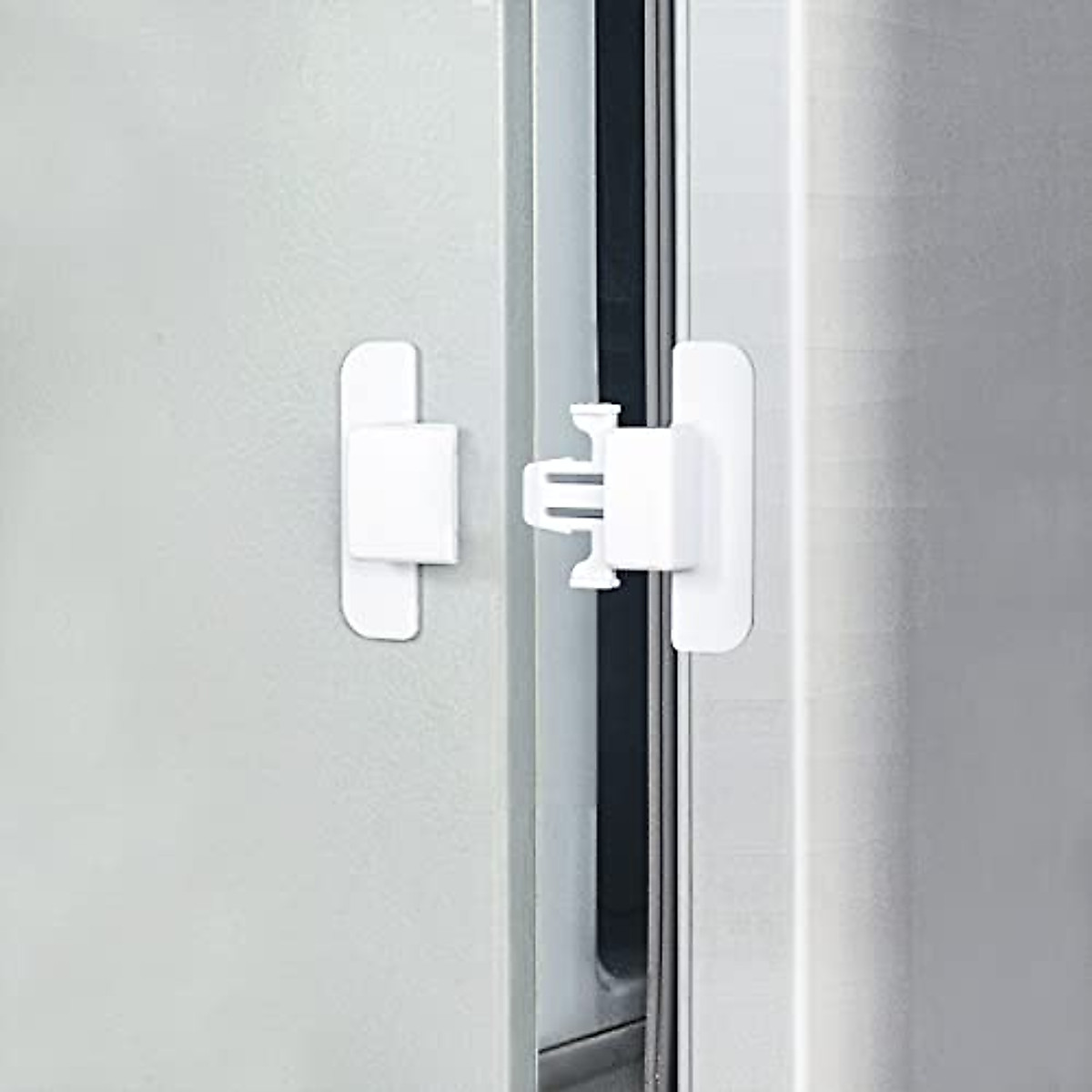 2Pcs Refrigerator Child Lock Freezer Door Locks Child Lock for Refrigerator Door Strong Adhesive No Keys Needed Used in Fridge Door or Cabinets for Kids, white