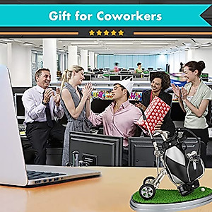 10L0L Golf Gifts, Golf Bag Pen Holder Golf Club Pens Gift Set Golf Race Souvenirs Unique Gifts for Men Dad Boss Golfer Fans Coworker - Silver + Black