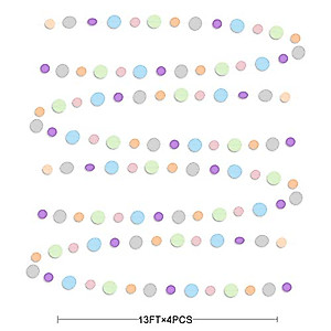 52Ft Circle Dot Paper Garland Pastel Party Bunting Banner Streamers Backdrop Hanging Decorations for Baby Shower Kids Girls First Birthday Unicorn Theme Party Holiday Nursery Home Decor (Macaron)