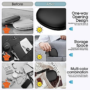 Nearockle Silicone Headphone Organizer - Compact Data Cable Storage Bag for Cell Phone Accessories, Earphones, Keys, Cords, and More - Includes 2 Cases and 4 Cable Ties (White/Black)