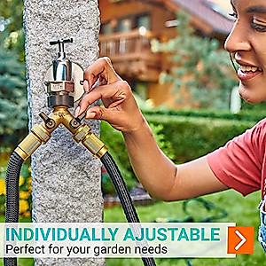 Hose Splitter 2 Way Heavy Duty - Garden Hose Splitter Brass - Water Hose Splitter with Comfortable Grip - Garden Y Hose Splitter 2 Way Metal Body for Outdoor and Indoor Use, Plus 3 Extra Washers