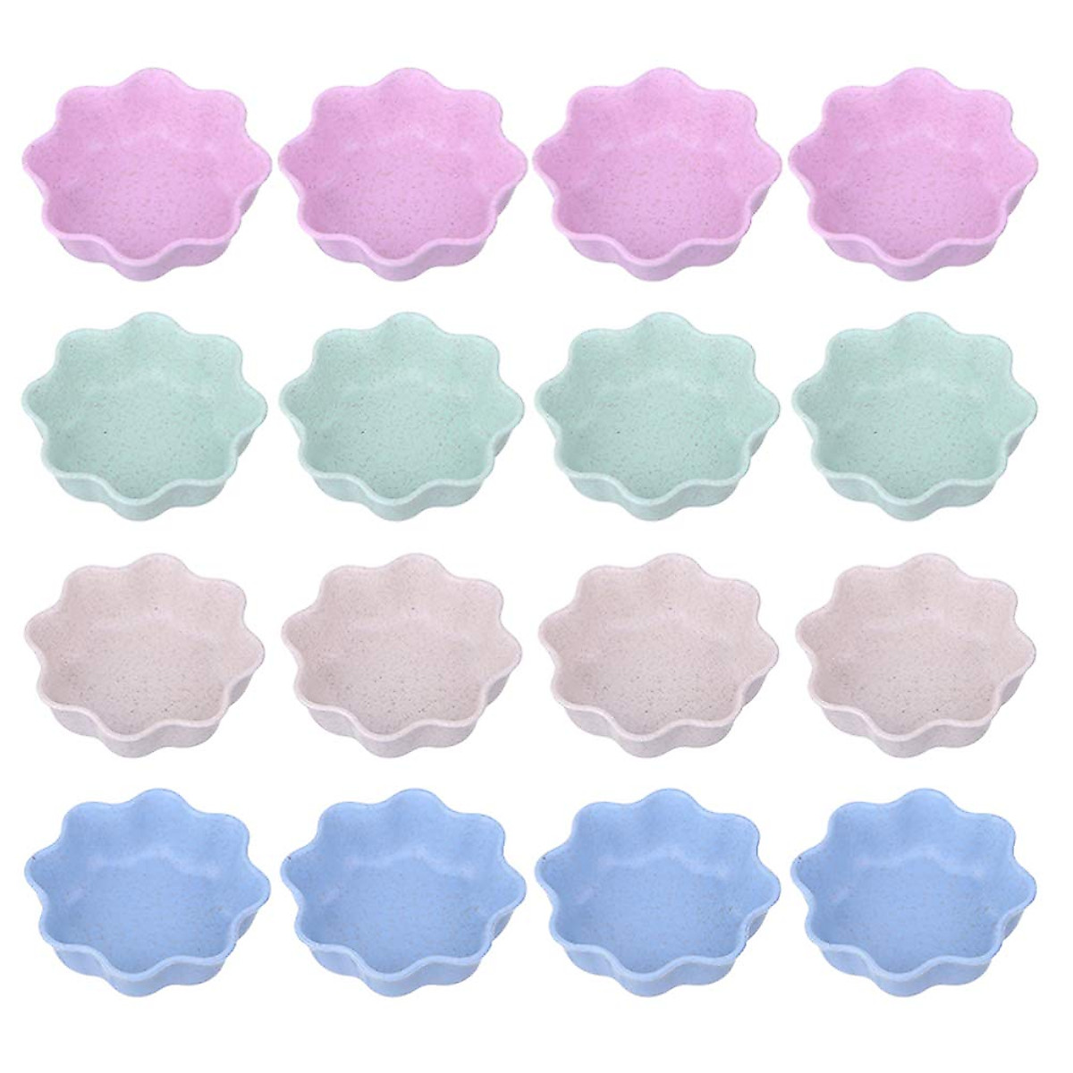 Hemoton 16pcs Wheat Straw Seasoning Dish Wheat Straw Dipping Bowl Dessert Bowls Snack Bowls Fruit Sauce Condiment Flower Bowl Dipping Sauce Dish Seasoning Saucer Fruit Jam Household