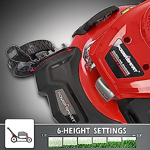 PowerSmart Gas Lawn Mower, 21-Inch 170cc 2-in-1 Mulching and Side-Discharge Push Mower, Red (DB2194CR)