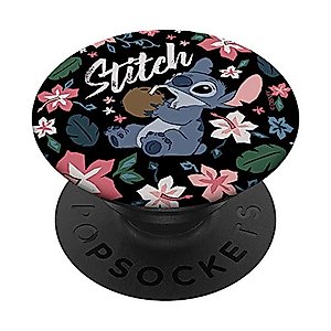 Disney Lilo & Stitch Floral Coconut Drink Portrait PopSockets PopGrip: Swappable Grip for Phones & Tablets