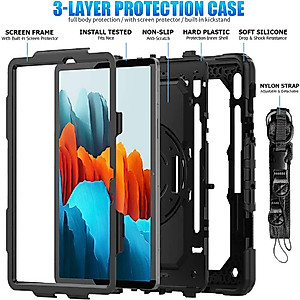 Herize Case Compatible with A9+ Plus 11 Inch with Screen Protector | Heavy Duty Shockproof Rugged Silcone Protective Cover W/Stand Shoulder Strap