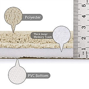 EGYPHY Memory Foam Bath Mat - Luxurious Non Slip Bathroom Rug for Ultimate Relaxation and Stylish Décor,20X32 inches-Beige