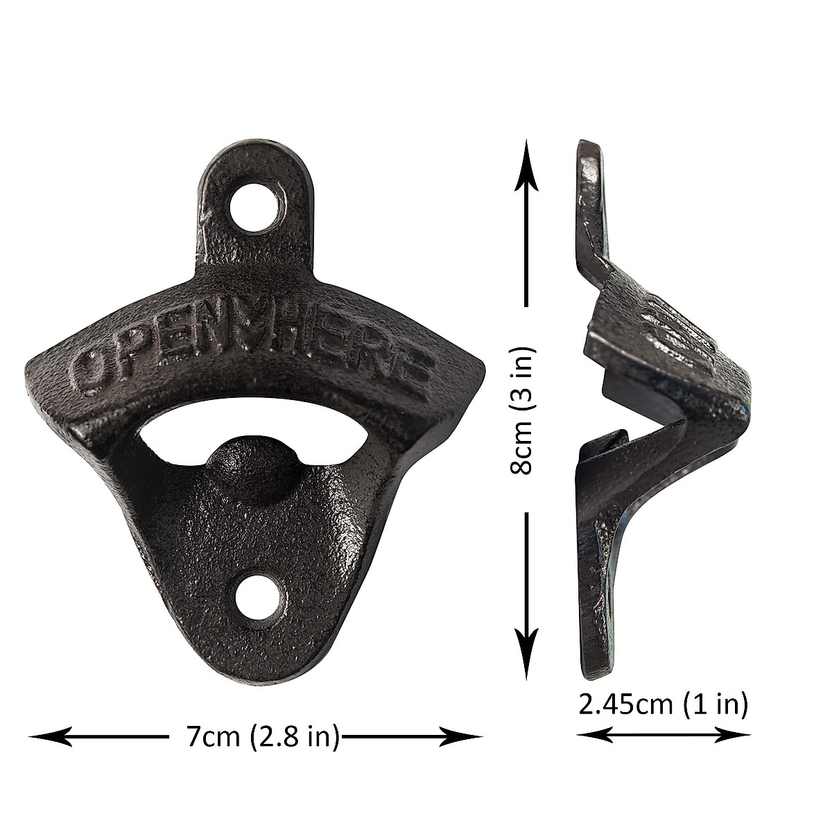 2PCS Cast Iron Wall Mounted Bottle Opener Vintage Rustic with Self-Tapping Screws for Home Garden Bar KTV Hotel HE06