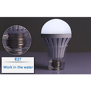 K JINGKELAI 9W Rechargeable LED Bulbs with Battery Backup - Emergency Light Bulb, E27/E26 Base, 60W Equivalent Brightness, Intelligent Power Outage Lighting with Hook, 4-Pack