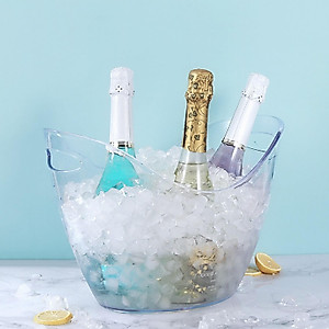 3-Pcs Ice Bucket - 4-Liter Food-Grade Clear Acrylic Champagne Bucket with Easy-to-Carry Handles, Fits 2 Wine Bottles or 5 Beer Bottles, Ideal for Parties